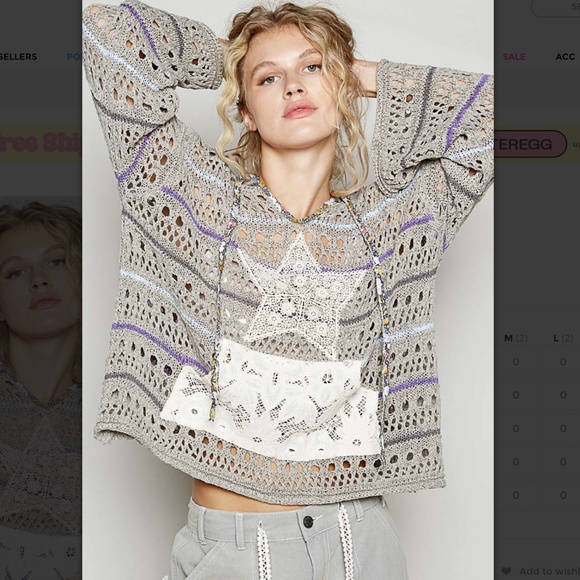 POL | Tops | Pol Baltimore 3 Pol Woven Loop Sweater Hoodie With Crochet ...